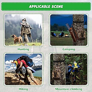 whumsdog Bow Hanger for Tree Stand, Treestand Strap Hunting Gear Hanger, Bow Hunting Tree Stand Accessories Holder with 4 Metal Hooks for Gears Bow Quiver Backpack Tree Saddle