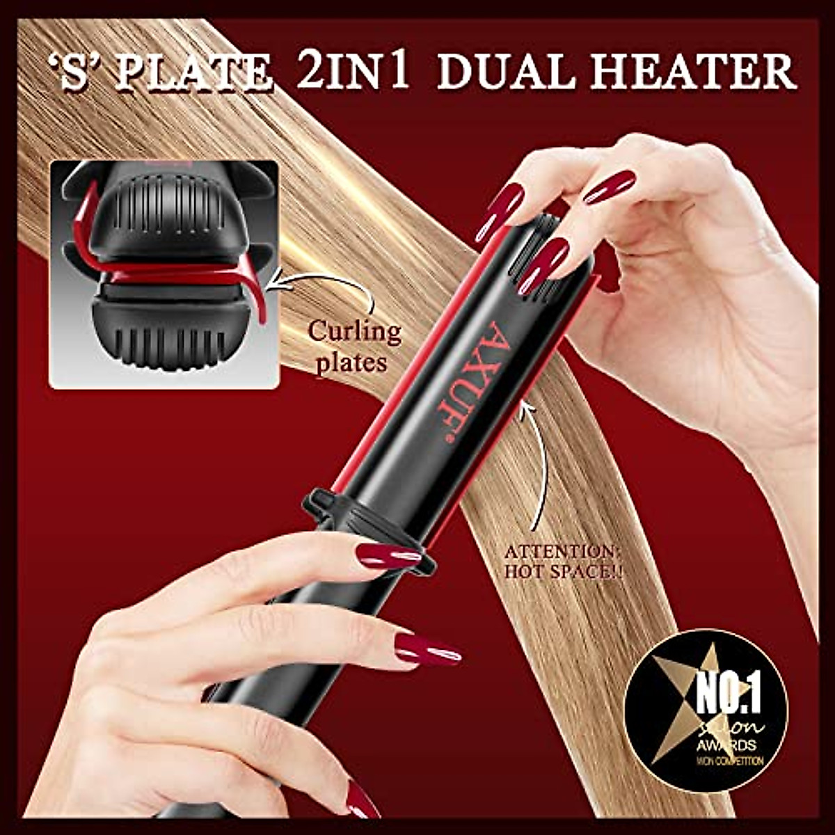 AXUF Mini Dual Deluxe Styler,Mini Flat Iron Add Straighten & Curls Hair Straightener, 3/4 Inch Travel Flat Iron for Short Hair, Curls Bangs