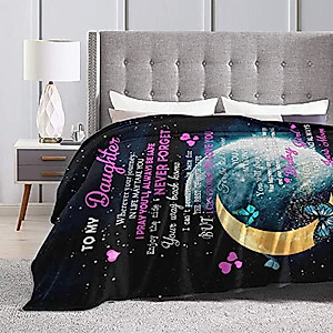 WUEOVM to My Daughter Blankets from Mom, Daughter Gifts Letter Printed Throw Fleece Blankets, Birthday Gifts Thanksgiving Day Holiday Blanket 50 x60 inchs