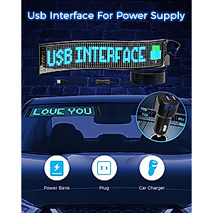 Upgraded Flexible LED Car Sign, Big Size 14.6"×3.6" Matrix Panel, Bluetooth Smart App Control, Running Text, Sign for Car, Shop, Bar, Shop, RGB Panel, Pixel Pattern, Graffiti Text Animation Display (14.6"×3.6")