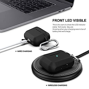 Doboli Compatible with AirPods 3 Case Cover for Airpods 3rd Generation Charging Case 2021 Silicone Protective Accessories Skin with Keychain （Front LED Visible） Square Black