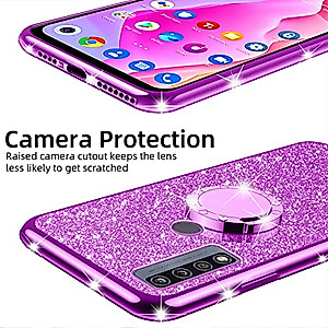 nancheng for TCL 4X 5G Phone Case (T601DL), Case for Alcatel TCL 20A 5G (T768S) Girls Women Cute Glitter Luxury Soft TPU Silicone Clear Cover with Stand Shockproof Full Body Protection Case - Purple