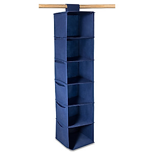 6 SHELF HANGING SWEATER CLOSET & CLOTHING ORGANIZER, BLUE