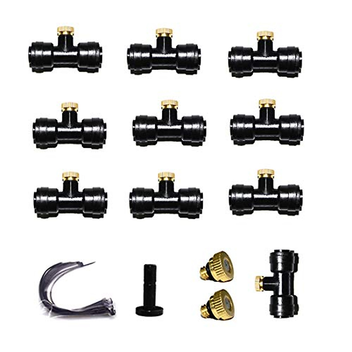Furnrubden Water Brass Misting Nozzle,Outdoor 1/4" Slip-Lok Mist System ...