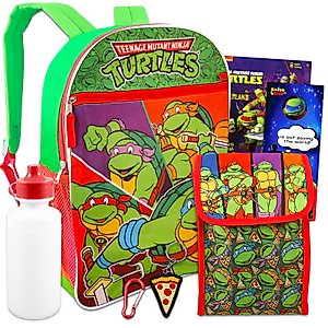 Teenage Mutant Ninja Turtles Backpack and Lunch Bag Set - Bundle with TMNT Backpack for Boys, Lunch Box, Water Bottle, Stickers, More | TMNT School Bag