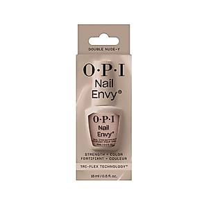 OPI Nail Envy, Nail Strengthening Treatment, Stronger Nails in 1 Week, Vegan Formula, Sheer Soft Nude Crème Finish, Double Nude-y, 0.5 fl oz