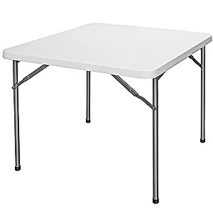 ZenStyle 3 ft Indoor Outdoor Heavy Duty Portable Plastic Folding Table, Square Card Table Utility Table Game Table for Puzzles Crafting Picnic Camping Dining Party, White