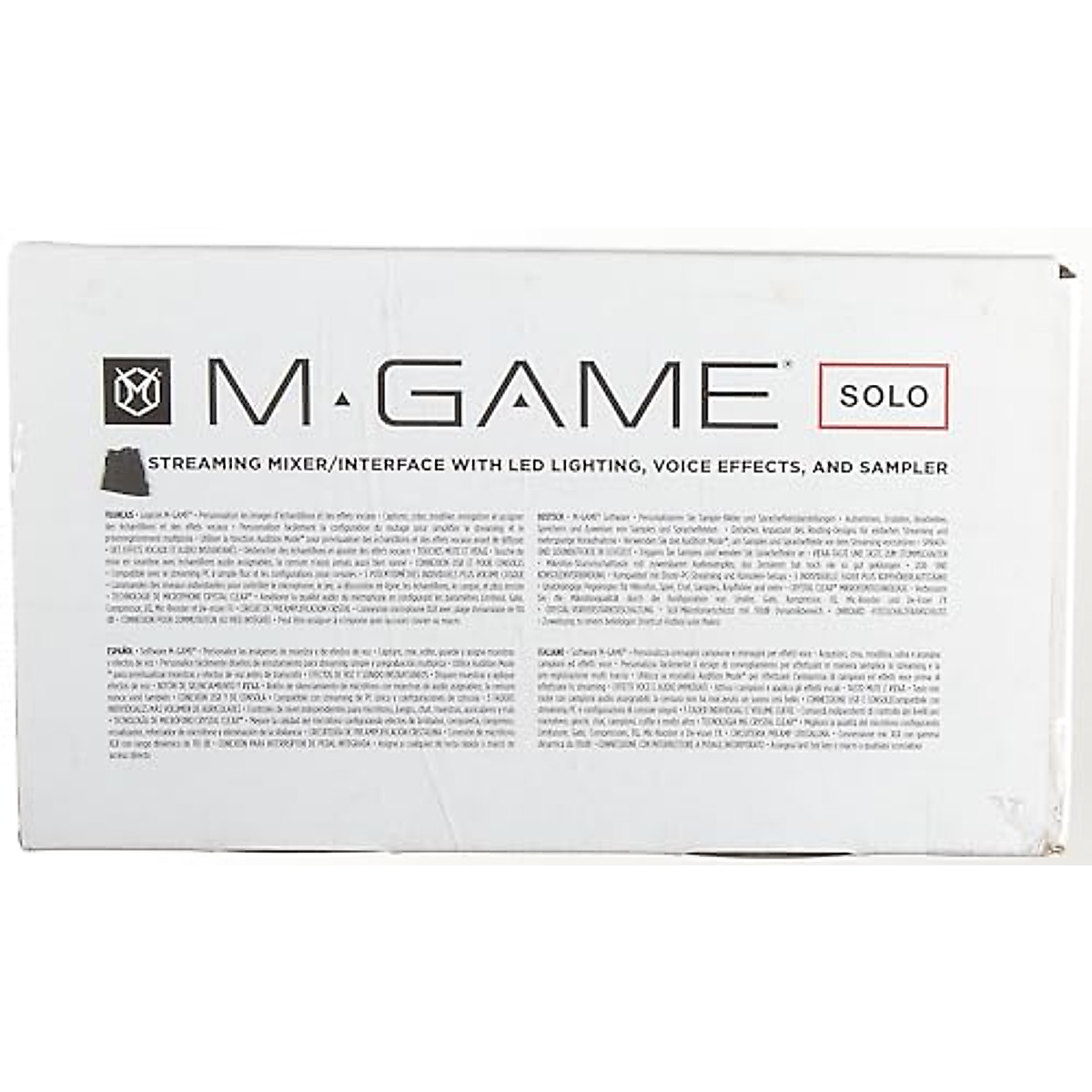 M-Game Solo USB Audio Interface Mixer for Streaming and Gaming with XLR Microphone in, Optical in, Voice FX, Sampler, Lights and Software