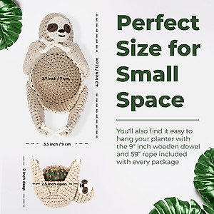 Encike Home Decor Sloth Plant Hanger for Succulent Pot or Air Plants | Indoor/Outdoor Hanging Planter | Planter Hanger Gifts for Sloth Lovers | Animal Wall Planter | 2.5 Inch Plant Holder