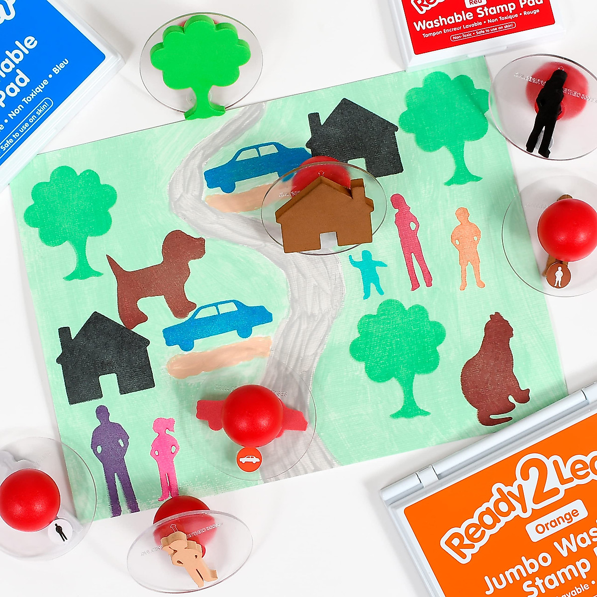 READY 2 LEARN Giant Stampers - Family Members - Set of 10 - Easy to Hold Foam Stamps for Kids - Arts and Crafts Stamps for Displays, Posters, Signs and DIY Projects