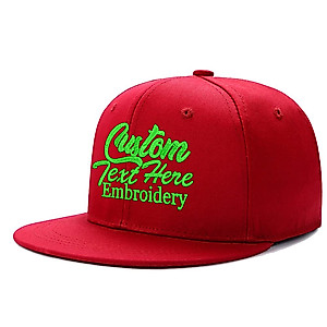 Custom Snapback Hat for Men Design Your Own Embroidery Flat Bill Visor Classic Adjustable Baseball Cap Red