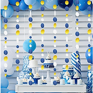 MIAHART 52 Feet Circle Dots Garland Lavender Paper Garland for Birthday Bridal Wedding Baby Shower Christmas Valentine Day Lilac Theme Party Decorations (Blue Gold)