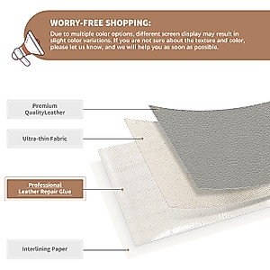 ONine Leather Repair Patch，Self-Adhesive Couch Patch，Available Anti Scratch Leather 5”X7.9”(12.7cm x 20cm) Peel and Stick for Sofas, Car Seats Hand Bags Jackets(Light Gray)