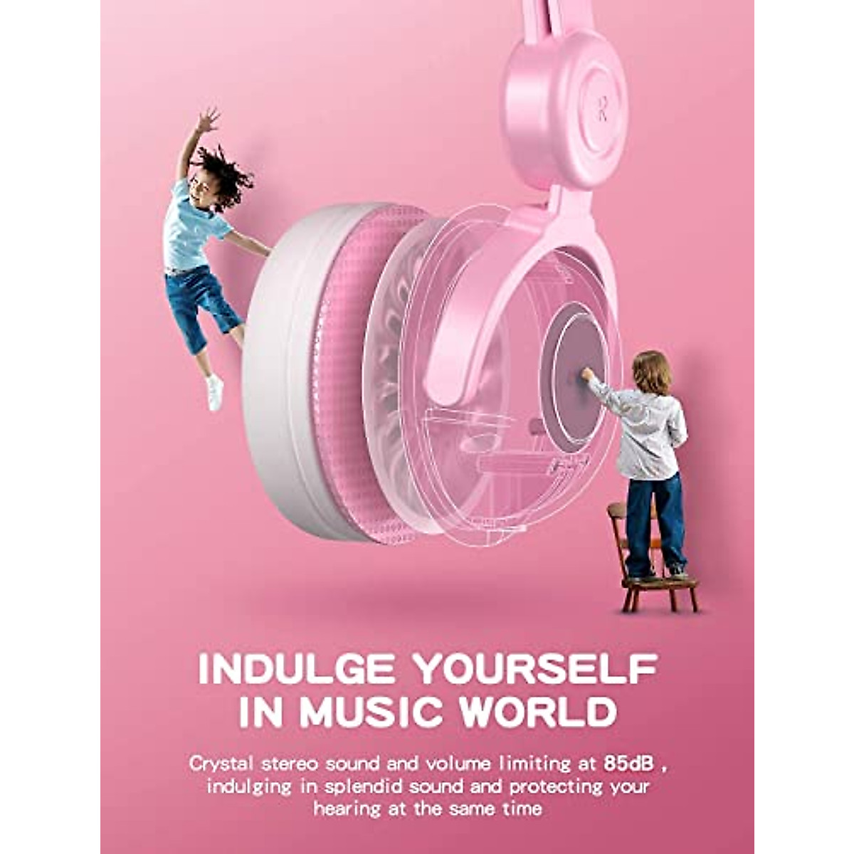 Kids Headphones, Wired On-Ear Child Headset with Mic, HD Sound Sharing Function and 85dB Volume Limited Hearing Protection for Phone Tablet PC