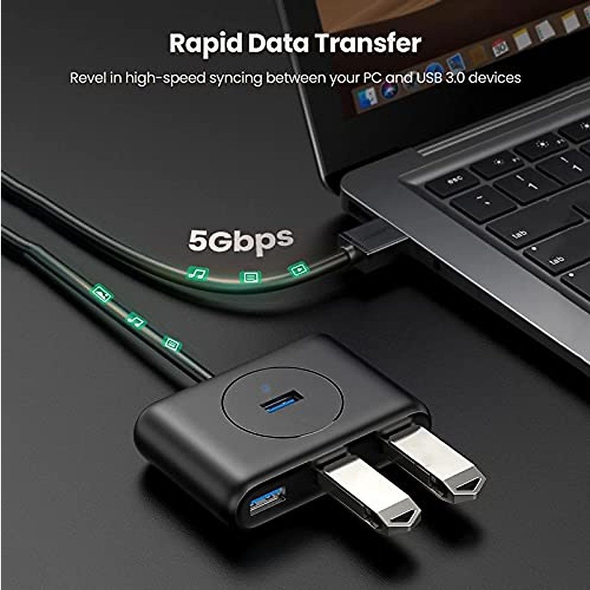 SHYPT USB Hub 4-Port USB 3.0 High-Speed USB Splitter for Hard Drives USB Flash Drive Mouse Keyboard Extend Adapter USB 3.0 Hub