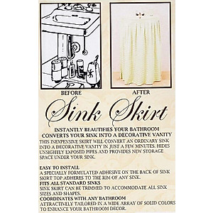 Better Home Premium Vinyl Sink Skirt Bath Vanity Cover Waterproof Luxurious Shell Design (Navy)