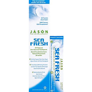 Jason Sea Fresh Strengthening Fluoride-Free Toothpaste, Deep Sea Spearmint, 6 Oz