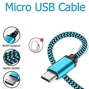 Aioneus Micro USB Cable Fast Android Charging Cord 6FT 3Pack Charging Cable Braided Charger Cord for Samsung Galaxy S7 Edge S6 S5 S2 J7 J7V J5 J3 J3V J2, LG K40 K20, Moto E4 E5 E6, Tablet, PS4, Xbox