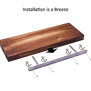 Noilk Floating Shelves, Bathroom Toilet Paper Holder Wall Mounted, Storage Shelf Organizer Over The Toilet, Decorative Kitchen Shelf Board Easy Install, Natural Wood Rustic Decor Plant Shelves