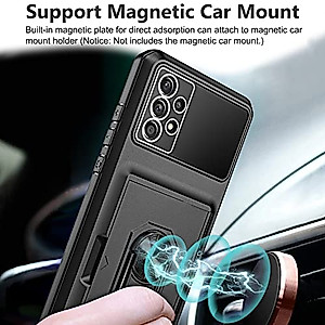 Vofolen Case for Samsung Galaxy A53 Wallet Credit Card Holder ID Slot Sliding Door Hidden Pocket with 360°Swivel Kickstand 3 in 1 Hybrid Bumper Rugged Phone Case for Samsung Galaxy A53 Case Black