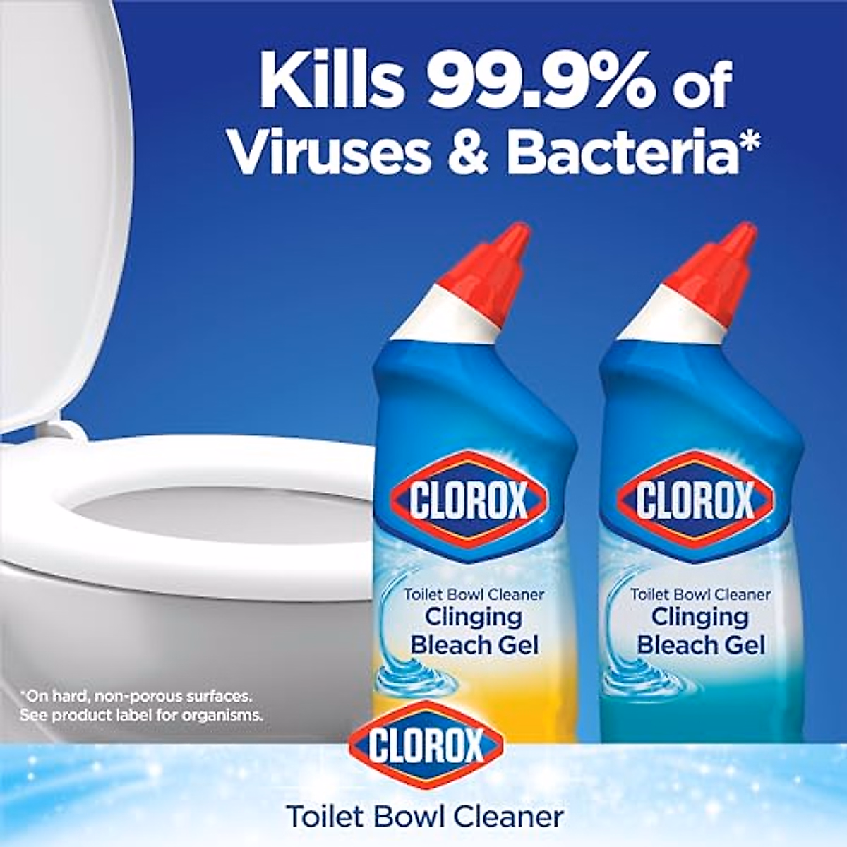 Clorox Toilet Bowl Cleaner, Clinging Bleach Gel, Ocean Mist - 24 Ounces, Pack of 2