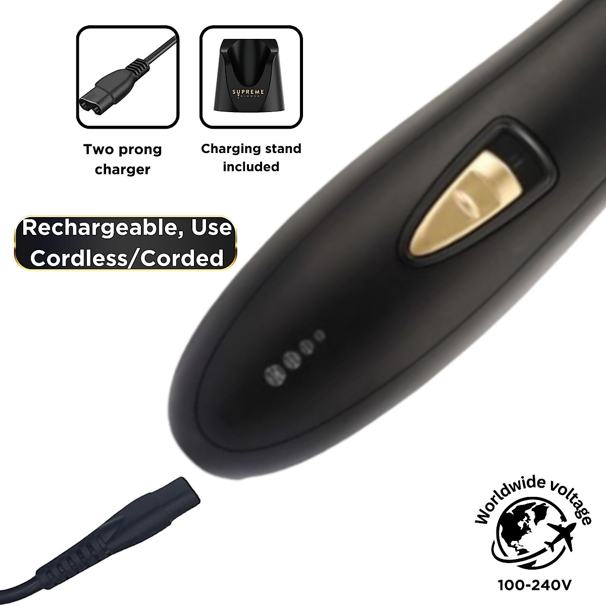 Supreme Trimmer T Shaper | Professional Barber Trimmer Hair Clippers for Men (90 Min Run Time) Cordless Hair Trimmer Zero Gapped Liner Beard Trimmer | ST5220 Black