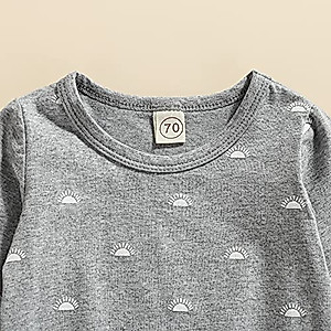 Newborn Baby Boys Clothes Infant Long Sleeve Sweatshirt Tops Pants Set Fall Winter Outfits (Grey Sunrise, 0-3 Months)