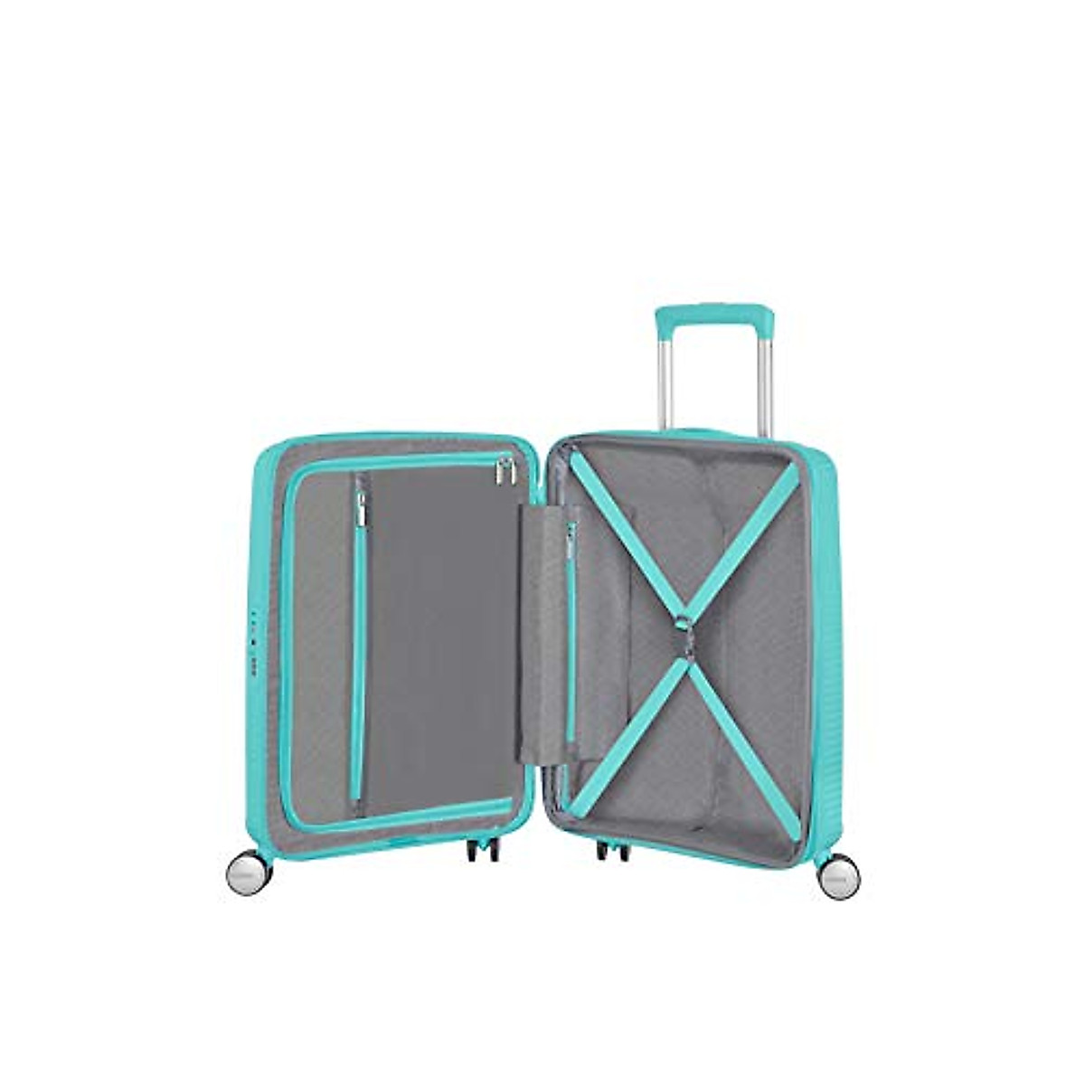 American Tourister Unisex_Adult Soundbox, Blue (Poolside Blue), Spinner S EXP (55 cm-41 L)
