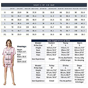 NANJUN Women's Silky Satin Pajamas Sleepwear Short Button-Down Pj Set(white,l4)