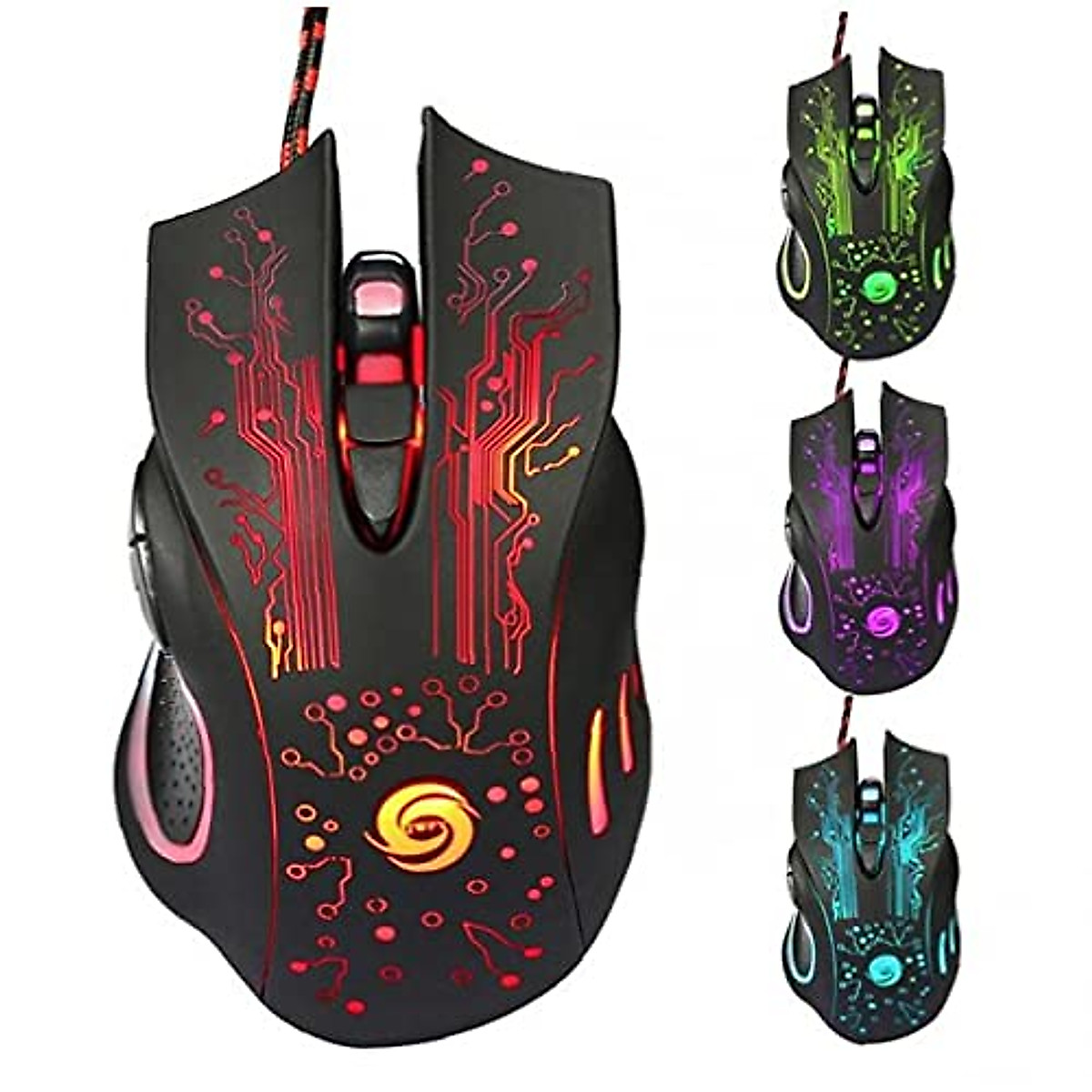 Wired Gaming Mouse Ergonomic Optical RGB Backlit USB Mice 6 Buttons with Scroll Wheel for Computers and Laptops