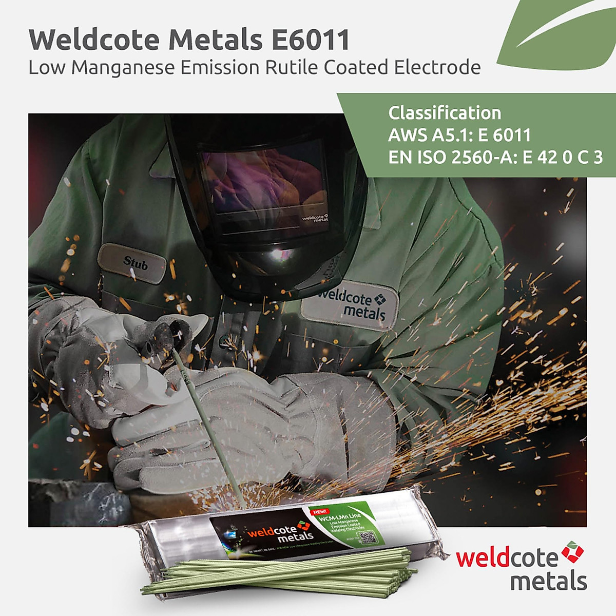 Weldcote Metals E 6011 Welding Rod 1/8" 5 Lbs, Low Manganese Emission Patented Stick Welding Rods for Safer Welding, Carbon Steel Stick Electrodes - Made in Israel