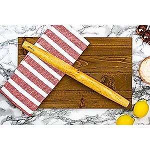 French Rolling Pin for Baking Pizza Dough, Pie & Cookie in wood - Essential Kitchen utensil tools gift ideas for bakers 18 inch Pins