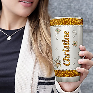 Wassmin Giraffe Tumbler Personalized Giraffes Tumblers Jewelry Drawing Style Stainless Steel Insulated 20oz 30oz Travel Cup Birthday Christmas Gifts For for Animal Lovers Women Girls