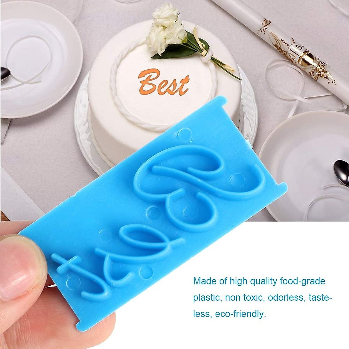 Fdit 3 Set Cake Decorating Printing Handwriting Letter Cake Embosser DIY Plastic Molds for Cupcakes Cookies