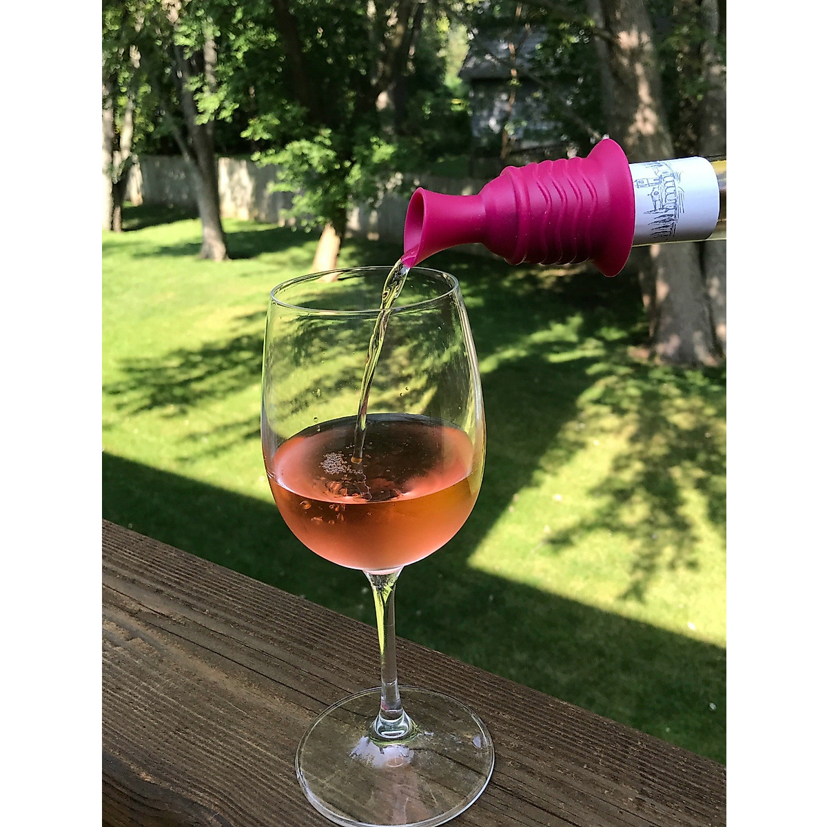 Wine Stopper and Pourer 2 Pack – Pink and Gray Silicone Wine Accessories to Serve Wine More Easily by Simply Charmed