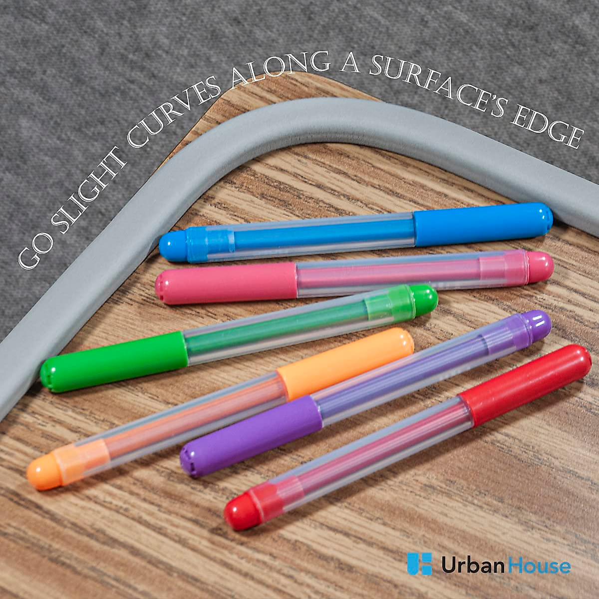 urbanhouse Toddler Kids School Desk and Table Raised Edge Strip to Prevent Objects from Falling, Grey - 6-FT Roll