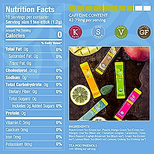 Cusa Tea & Coffee | Premium Instant Green & Black Tea Variety Pack With Real Fruit & Spices | Organic Leaves Drink Mix Packets | Hot or Iced Tea (10 Single Servings)