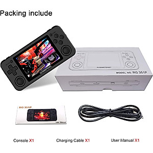 ANBERNIC RG351P Handheld Game Console with 64G TF Card 2500 Classic Games 3.5 Inch IPS Screen 3500mAh Battery, Video Games Player with Open Source System RK3326 Chip Quad-core (RG351P Black)