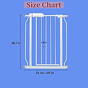 HOOOEN Small Narrow Baby Gate for Stairs Doorways Hallways 24 Inch to 29 Inch Wide Pressure Mounted Baby Gate Walk Through Child Gates for Kids or Pets Indoor Safety Gates
