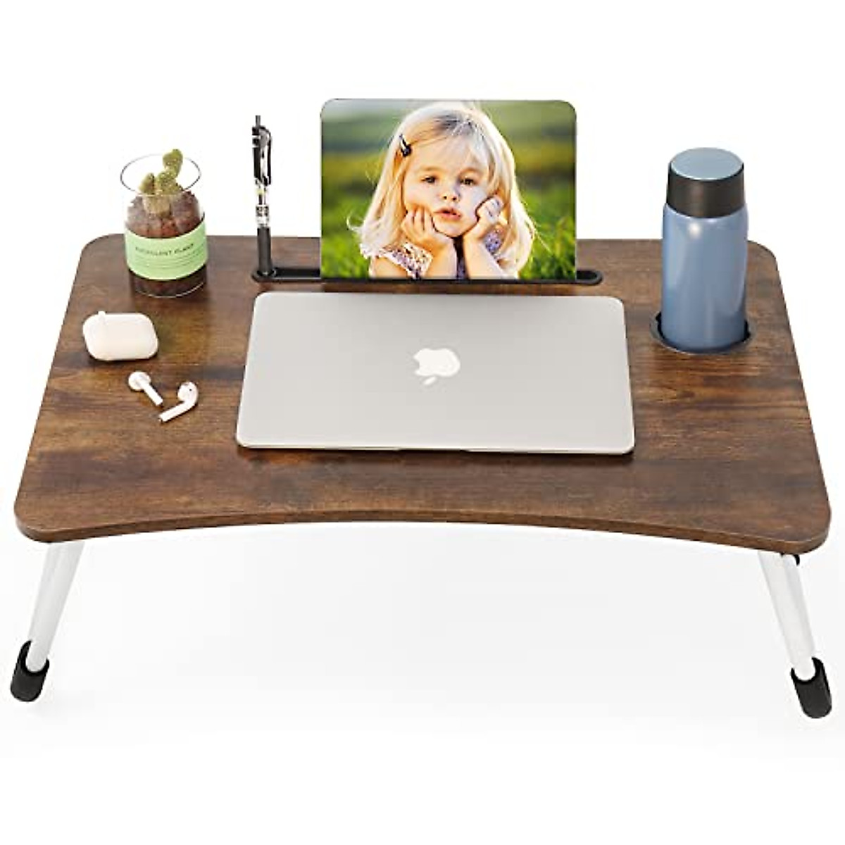 Laptop Stand for Bed，Folding Bedtray Table ,Notebook,Cup and Phone Holder,Portable Laptop Desk Watching and Eating for Bed,Couch,Floor