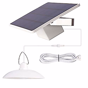 HFFFHA LED Solar Chandelier Outdoor Indoor Solar Power Lamp with Wire Bulb Shed Light Home Garden Yard Single Head Lamp,White