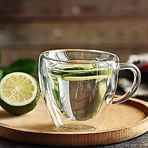 Heart Shaped Espresso Cups Set Of 2-Double Wall Glass Coffee Cup Insulated Mugs With Closed Handle-Heat Resistant Glass Espresso Drinkware - Perfect To Keep Your Espresso Hot