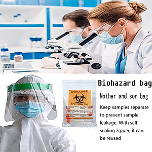 Mantianstar 100pcs Biohazard Specimen bags,6x9in/15x25cm Printed with Biohazard logo, Laboratory Sample Ziplock Top Bag