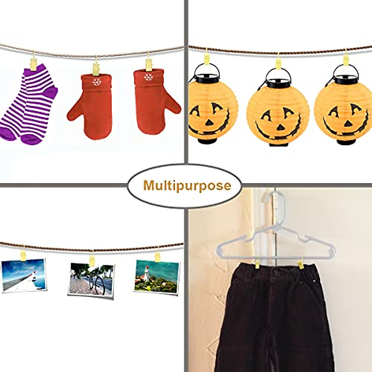 Coideal Small Curtain Clips Gold - 100 Pack Stainless Steel Curtain Hooks for Hanging Party String Lights Indoor, Art Crafts, Christmas Wedding Decoration (Light Gold)