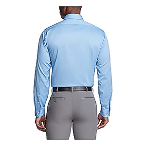 Van Heusen mens Regular Fit Flex Collar Stretch Solid Dress Shirt, Blue Frost, 17.5 Neck 34 -35 Sleeve US