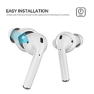 AHASTYLE 4 Pairs AirPods Ear Tips Silicone Earbuds Cover [Not Fit in The Charging Case] Compatible with Apple AirPods (2 Pair Large & 2 Pairs Small, White)