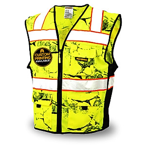 KwikSafety - Charlotte, NC - UNCLE WILLY’S WALL Safety Vest [10 POCKETS] Class 2 ANSI OSHA High Visibility Reflective Camo Heavy Duty Mesh HiVis Construction Work HiViz Men/Yellow Black Large