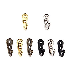 ANYUFEI 5Pcs Wall Hanger Curved Buckle Horn Lock Clasp Hook Zinc Alloy Door Wall Hooks Hanger Black/Gold/Silver/Bronze w/Screws (Size : A)