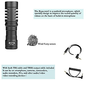 BOYA by-MM1 On-Camera Shotgun Microphone for iPhone, Android Smartphones, DSLR Cameras Camcorders - Battery-Free Camera Microphone Vlog Video Mic