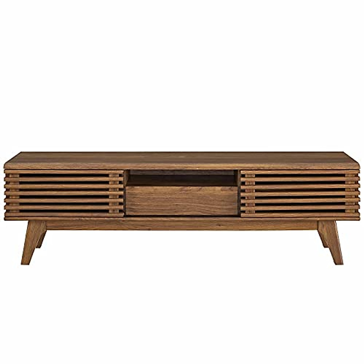 Modway Render Mid-Century Modern Low Profile 59 Inch TV Stand in Walnut